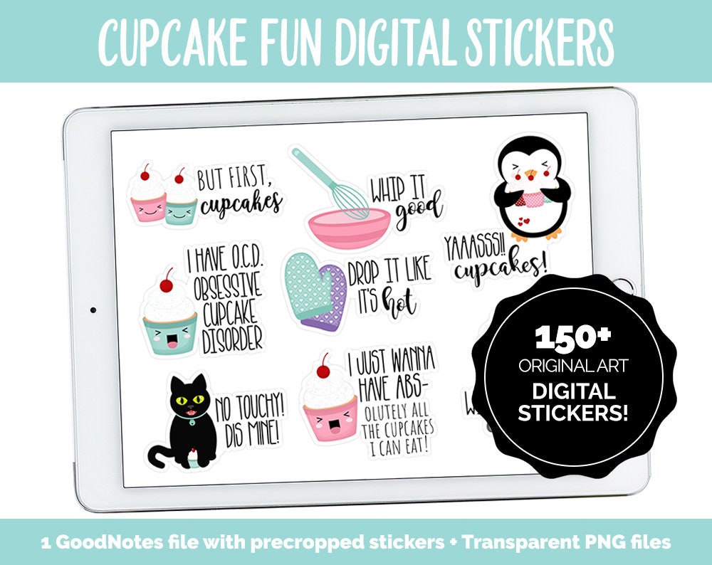 Cupcake Fun Digital Stickers | GoodNotes, iPad and Android | Baking, C ...