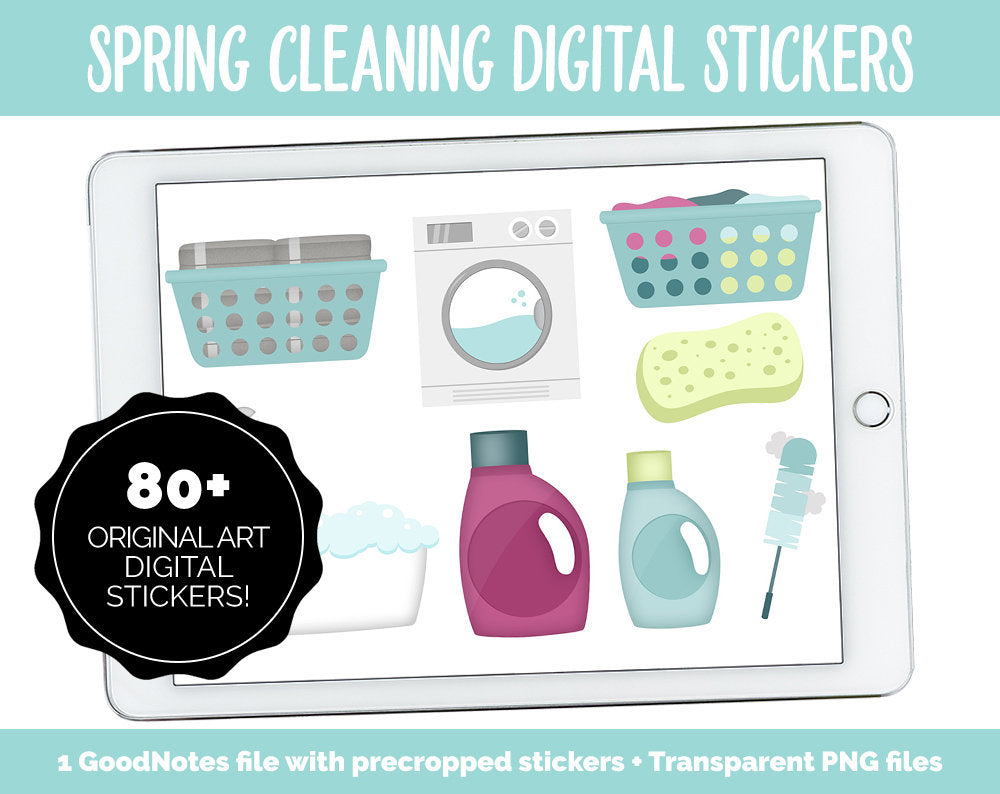 Spring Cleaning Digital Stickers | GoodNotes, iPad and Android | Chore ...